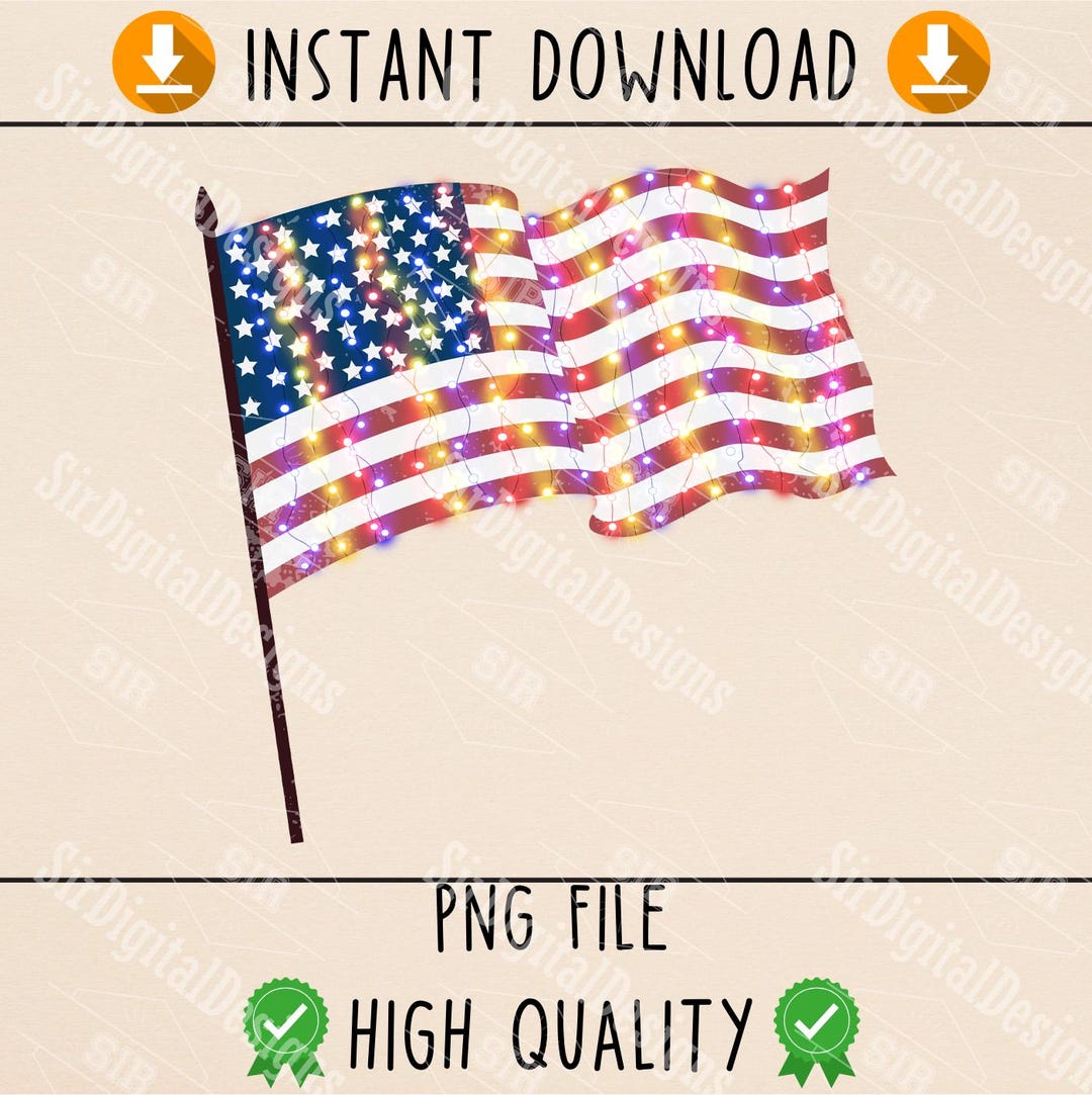 Tangled Usa Flag PNG, Christmas Lights America Flag PNG T-shirt Design ...