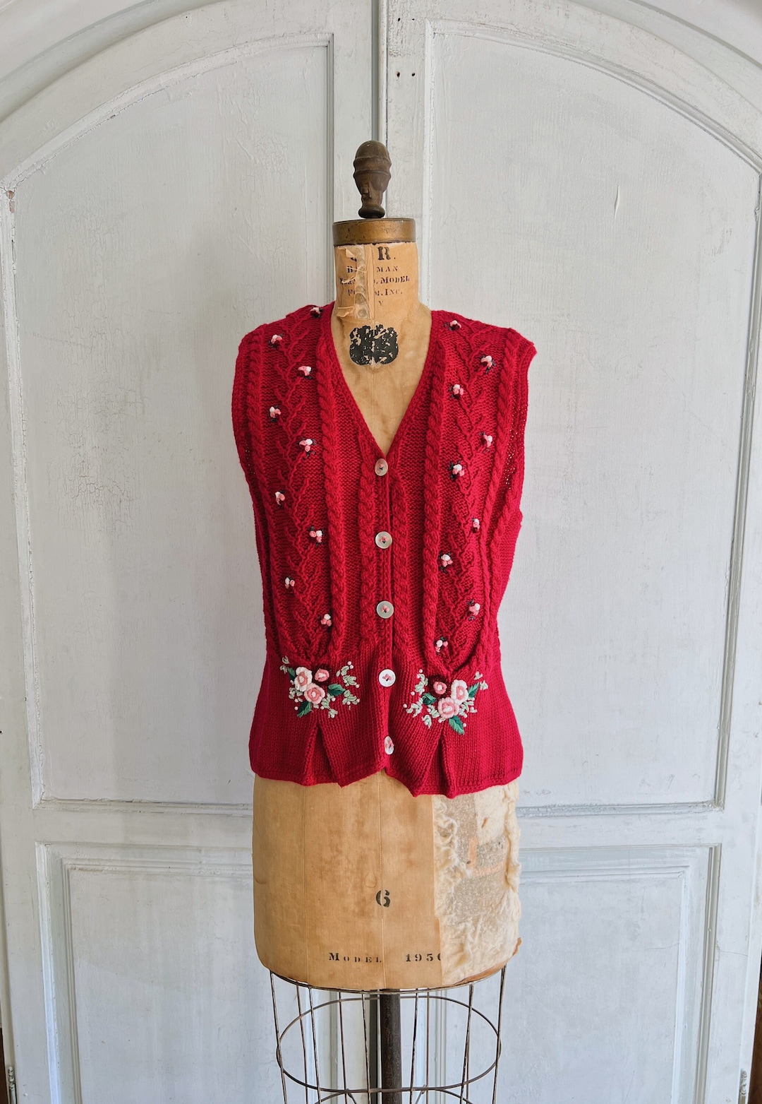 Vintage Embroidered Sweater Vest - Etsy
