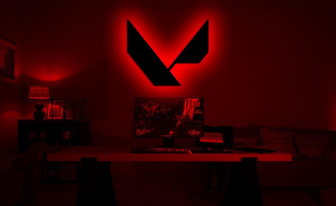 Valorant Logo Wall Decor, Valorant Wood Wall Sign, Valorant RGB Room ...