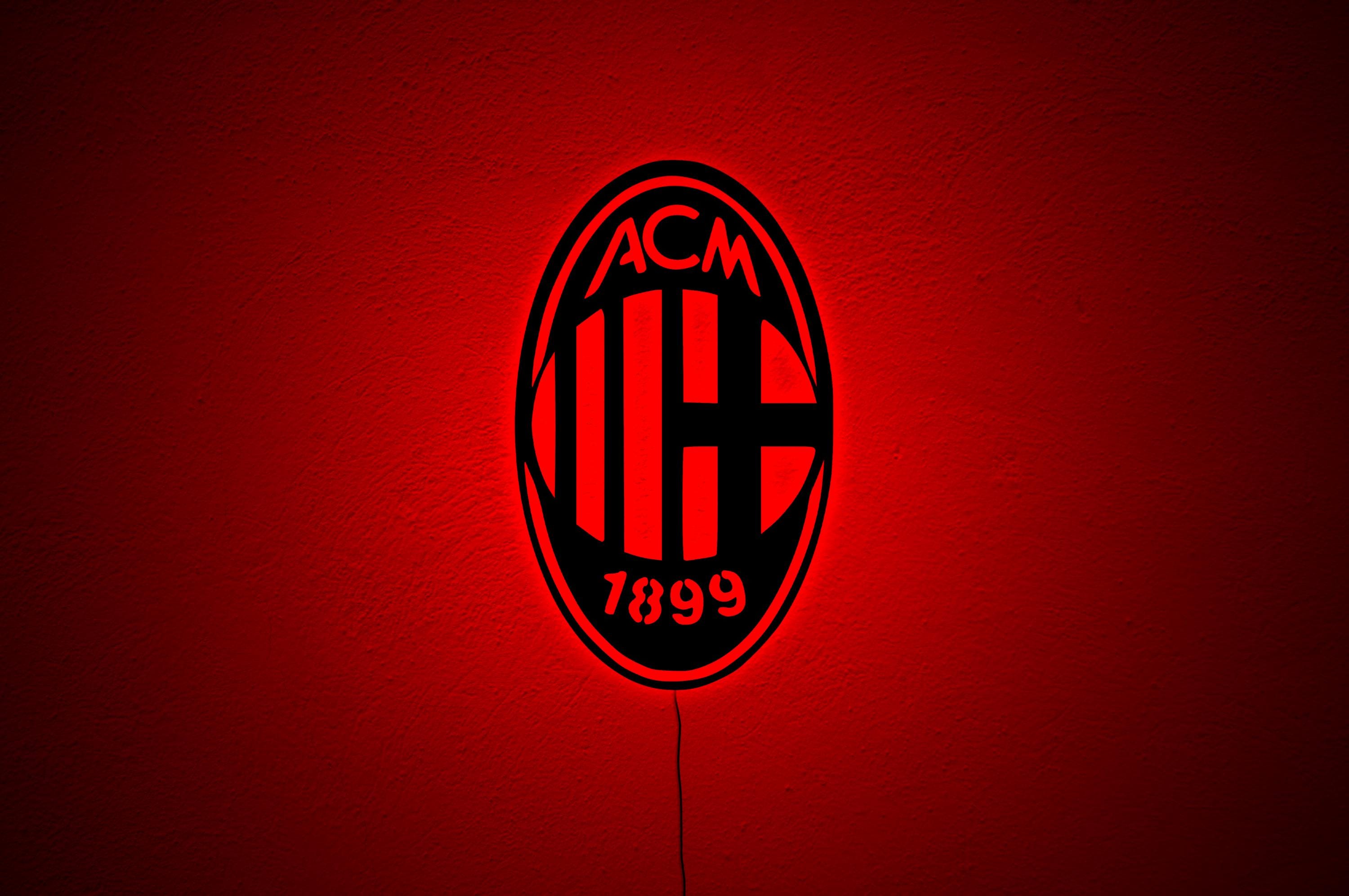 AC Milan Logo Wall Decor, ACM Wood Wall Sign, RGB Room Decor, Home Wall ...