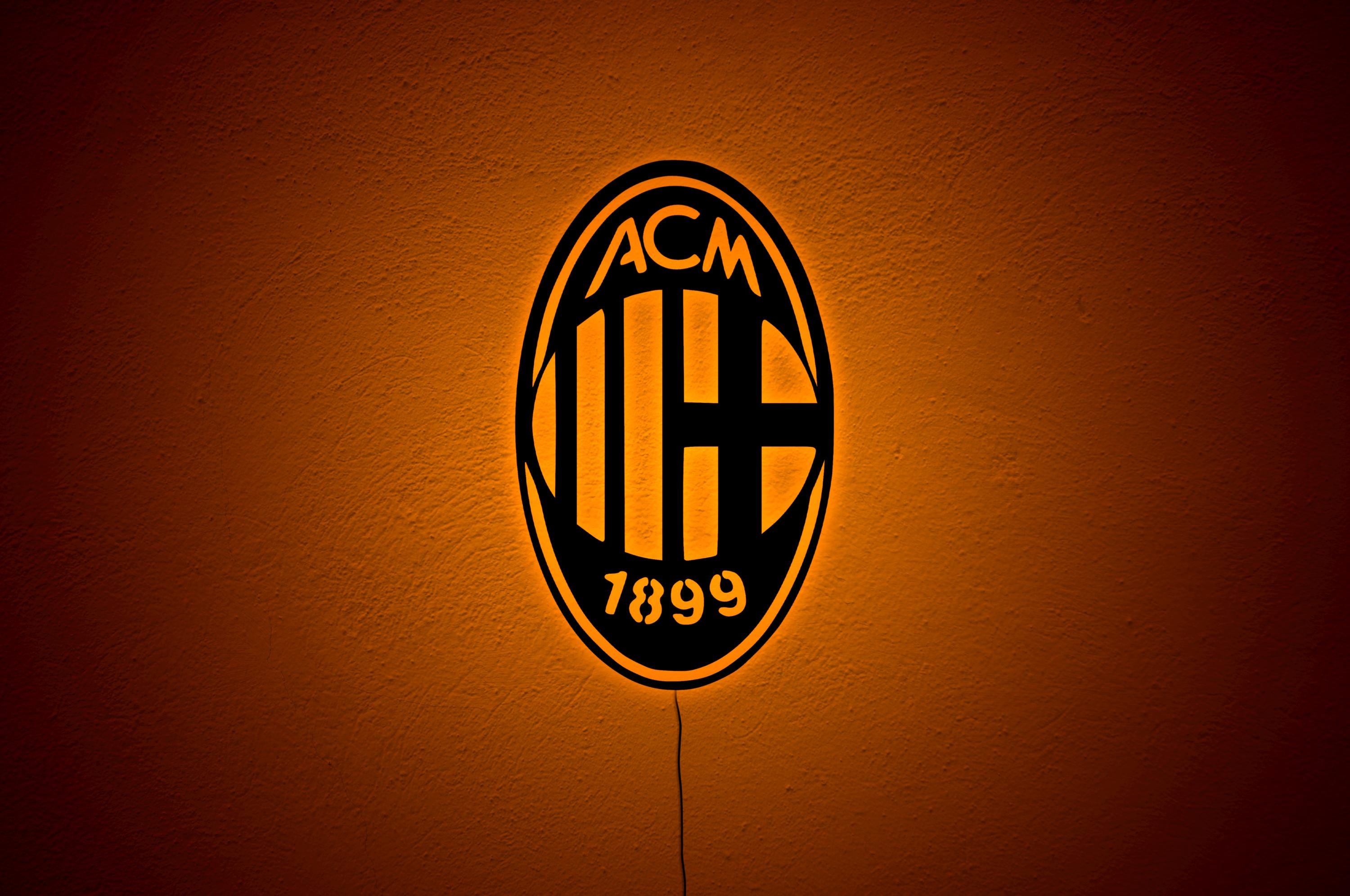 AC Milan Logo Wall Decor, ACM Wood Wall Sign, RGB Room Decor, Home Wall ...