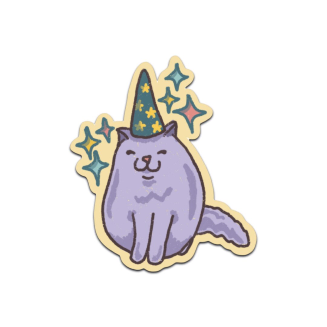 Wizard Cat Sticker Magical Starry Hat Vinyl Decal. - Etsy