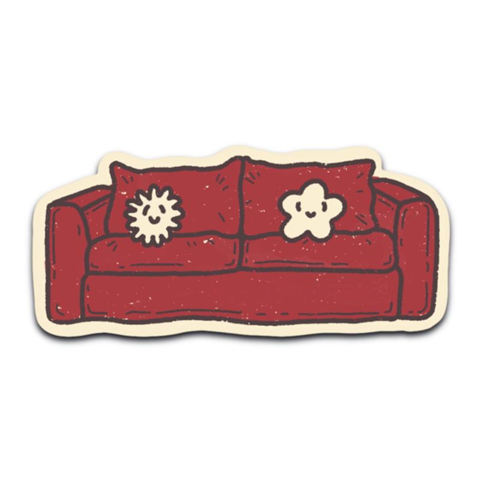Red Couch Sticker Sofa Vintage Home Decor Comfy Living Room Sticker. - Etsy