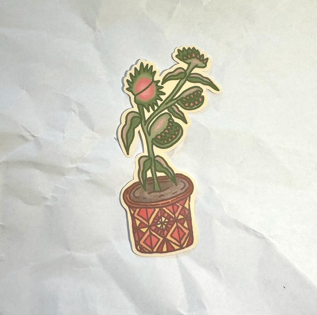 Venus Fly Trap Sticker, Cute Botanical Vinyl Decal, Plant Art, Fun Gift ...