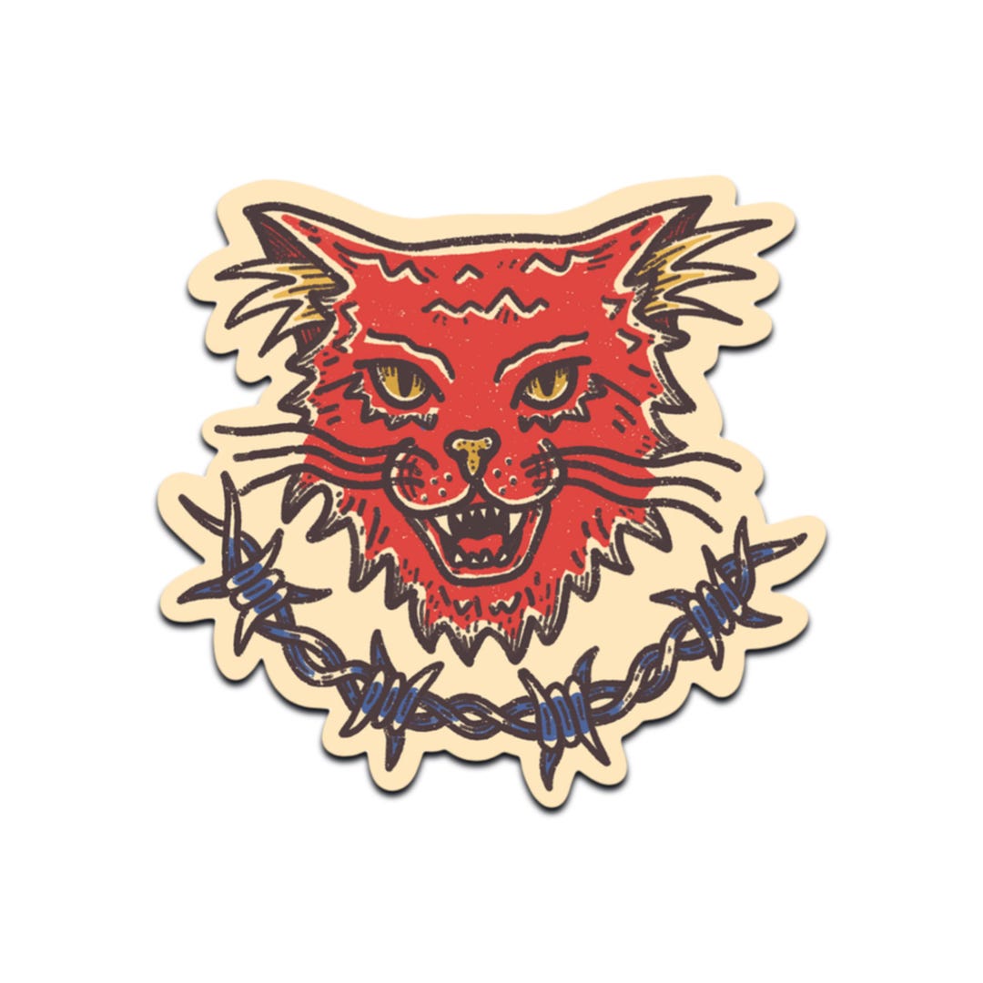 Angry Red Cat Sticker Punk Kitty Vinyl Decal. - Etsy