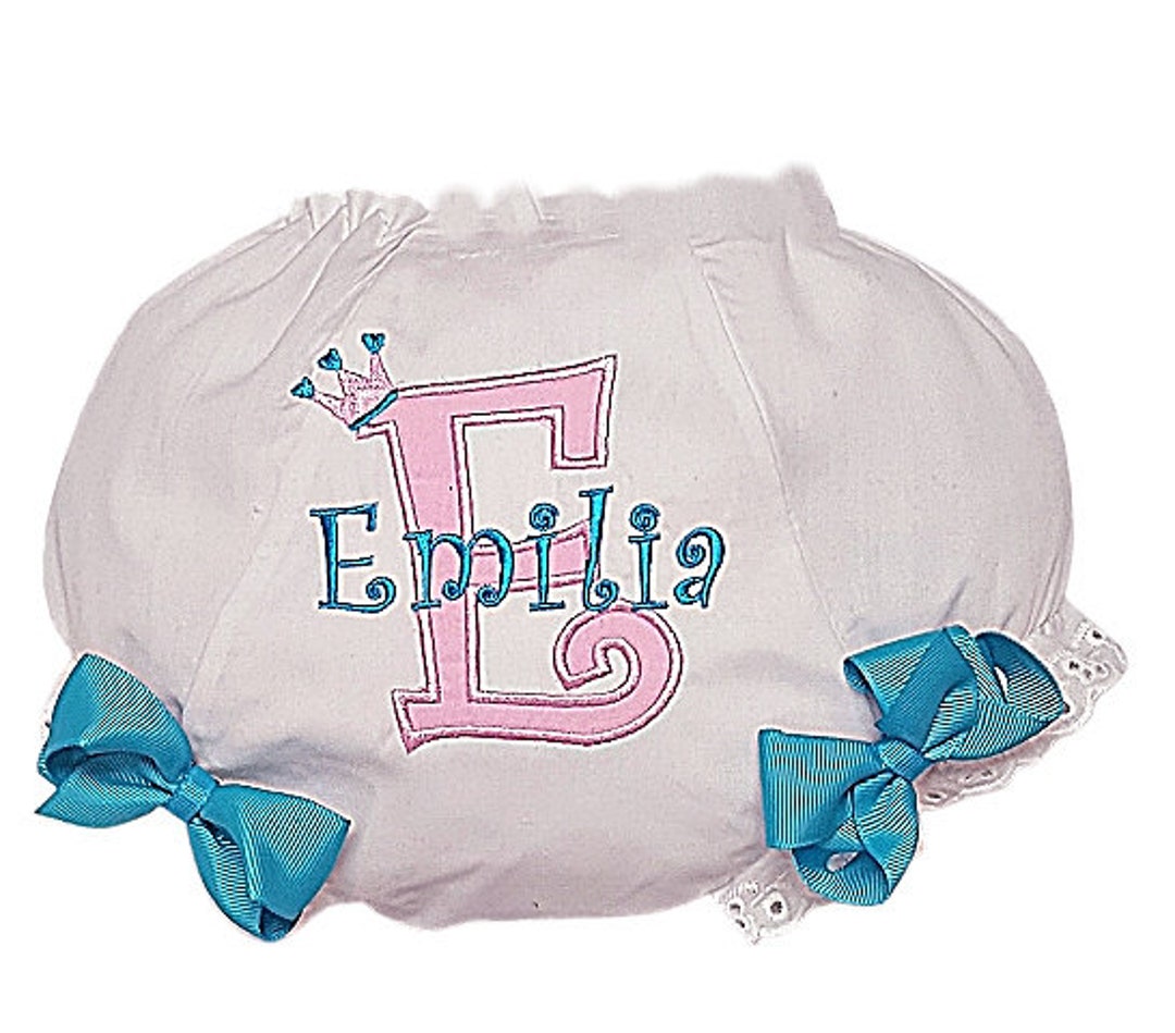 PRINCESS Crown Pink and Blue Applique Personalized Name and Initial ...
