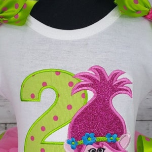Troll Glitter Personalized Birthday Ribbon Tutu Set Shirt Tutu Bows ...