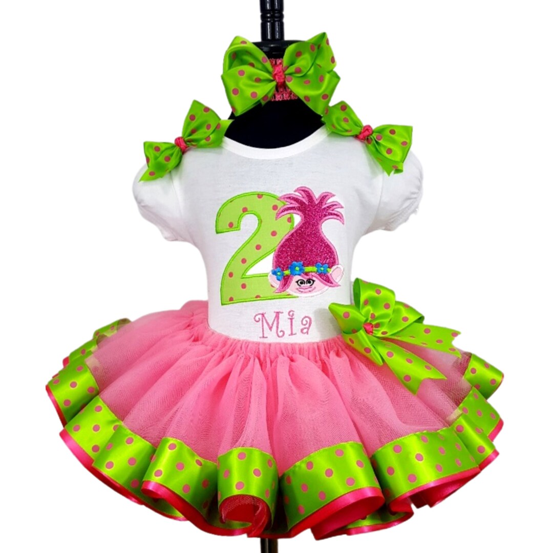 Troll Glitter Personalized Birthday Ribbon Tutu Set Shirt Tutu Bows ...