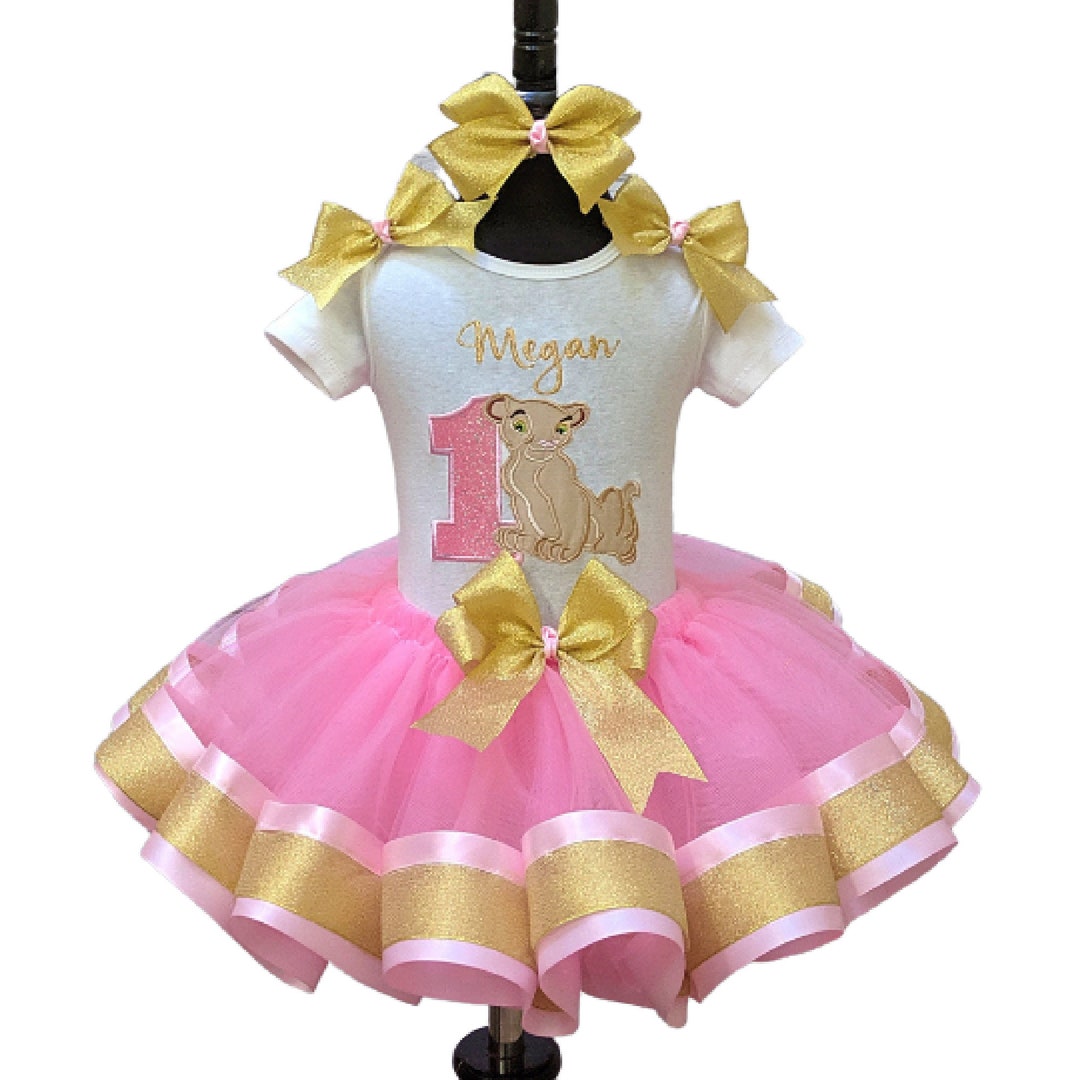 Nala Lion Glitter Personalized Birthday Pink and Gold Ribbon Tutu Set ...