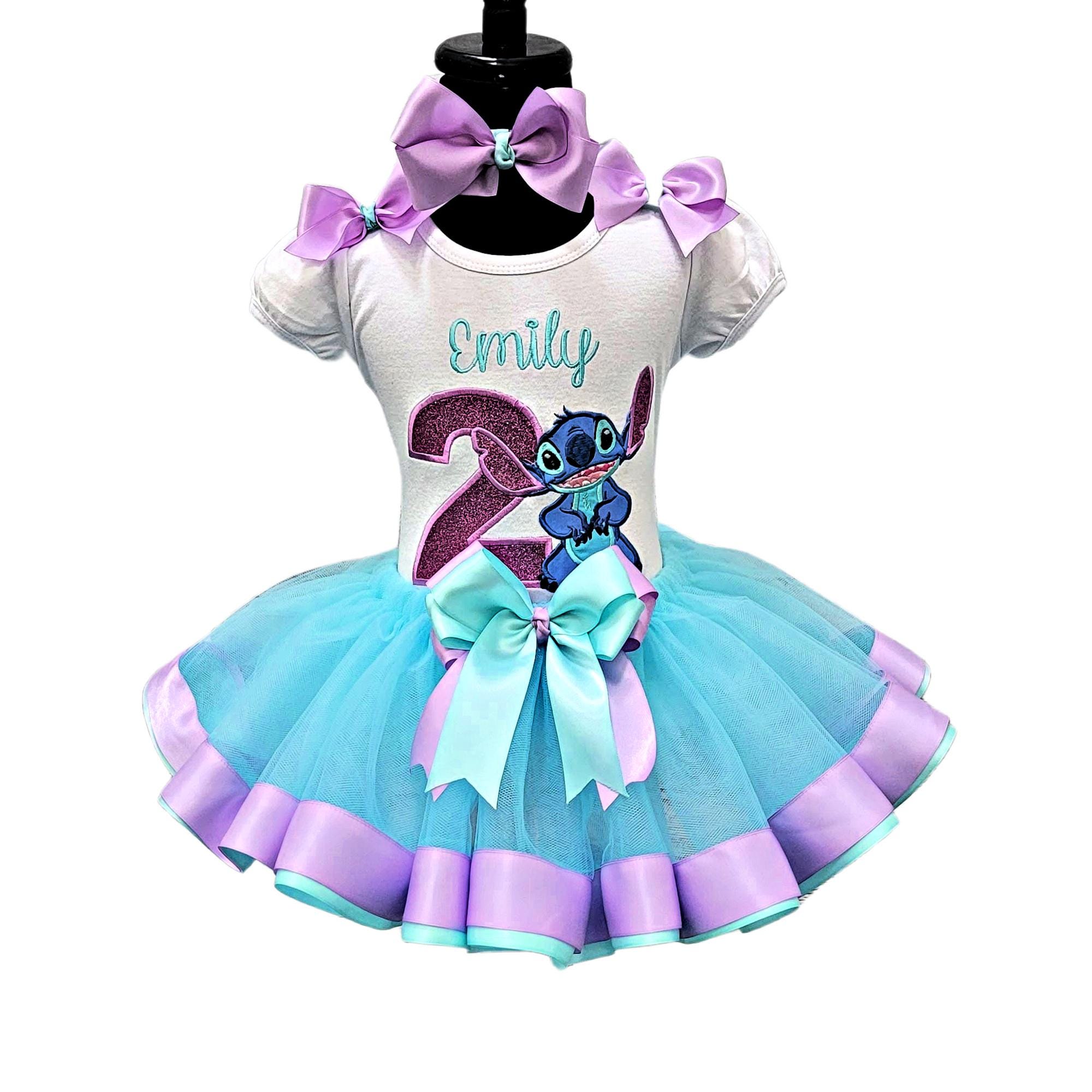 Stitch Personalized Birthday Ribbon Tutu Set Shirt Tutu Bows Headband ...