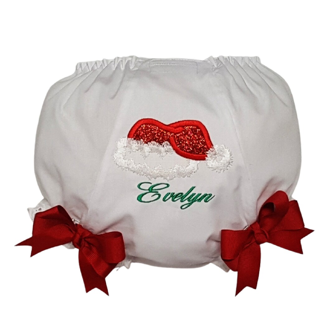CHRISTMAS Sparkle Santa Hat Personalized Diaper Cover Bloomers With ...