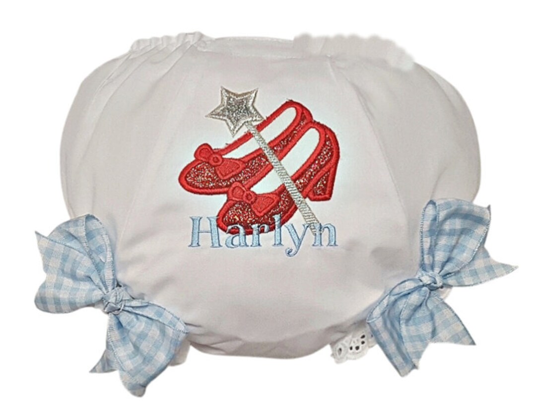 Dorothy Red Ruby Slippers Applique Diaper Cover Bloomers Embroidered ...