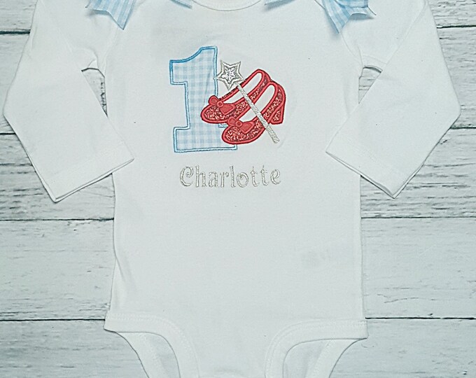 DOROTHY RUBY SLIPPERS Red Shoes Age 1 1st Birthday Blue and - Etsy