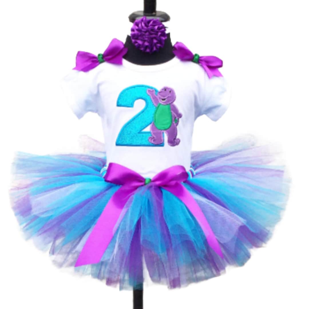 BARNEY PURPLE Dinosaur BIRTHDAY Glitter Teal & Purple Tutu Shirt ...