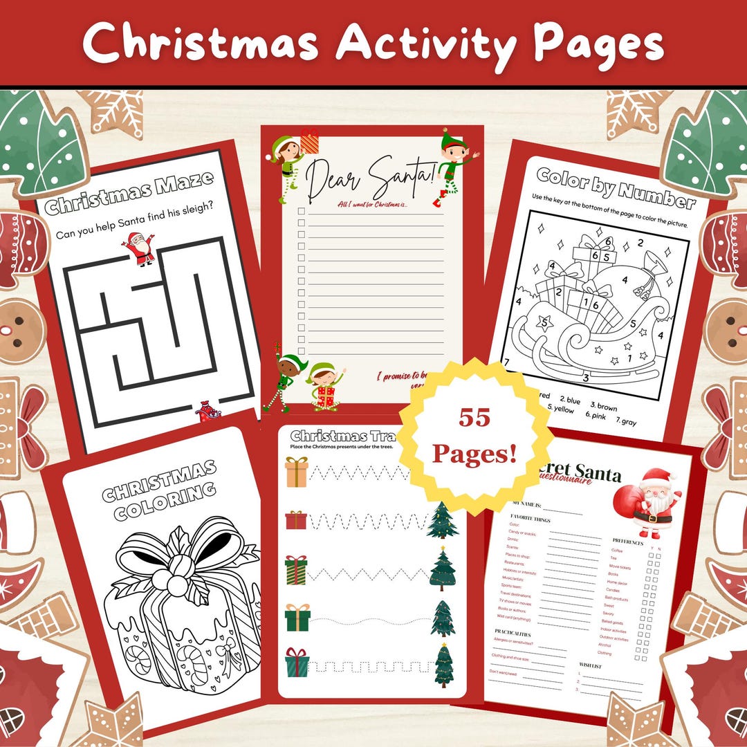 Christmas Activities for Kids Coloring Pages Christmas Holiday Bundle ...