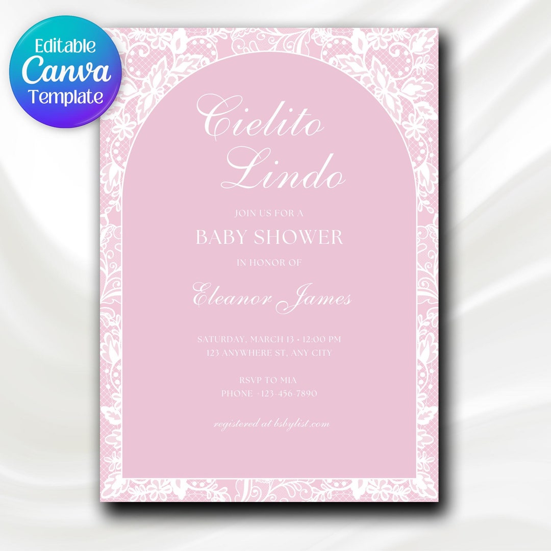 Cielito Lindo Baby Shower Girl Blush Pink Cielito Lindo Invite Digital ...