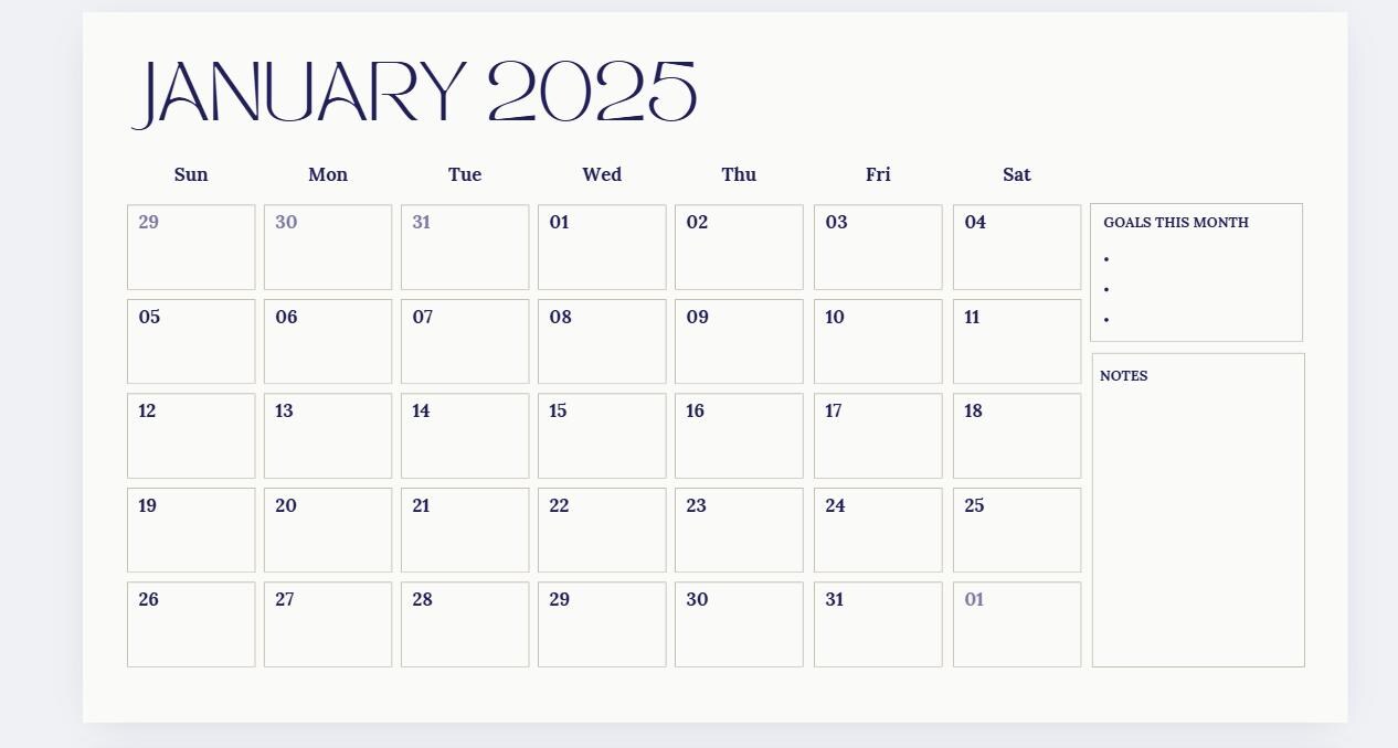 2025 Printable Monthly Calendar - Etsy
