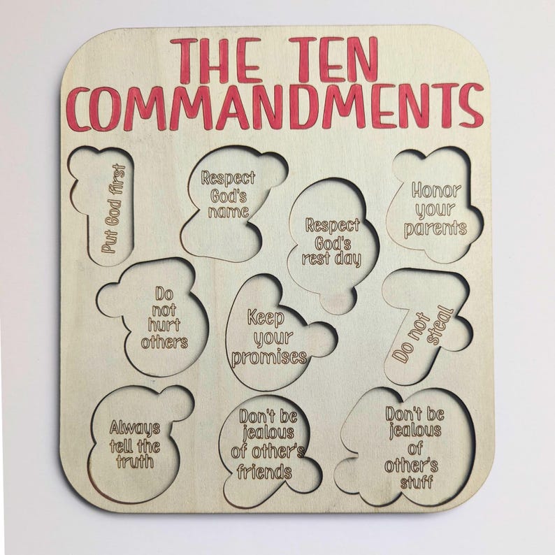 10 Commandments Puzzle | Wooden Puzzle | Baptism Gift | Catholic Puzzle ...