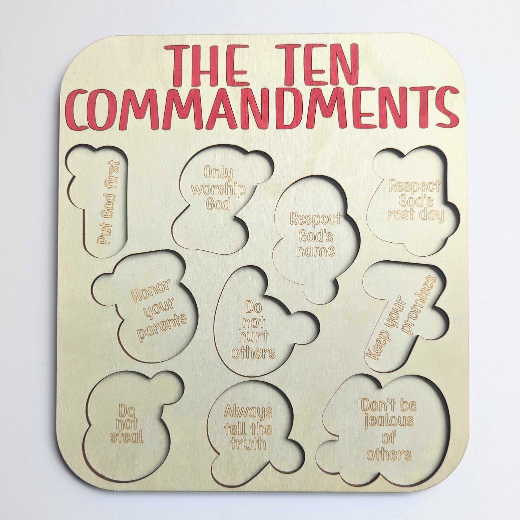 10 Commandments Puzzle | Wooden Puzzle | Baptism Gift | Catholic Puzzle ...