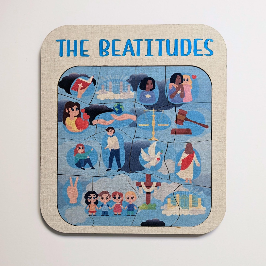 Beatitudes Puzzle | First Communion Gift | Wooden Puzzle | Catholic Toy ...