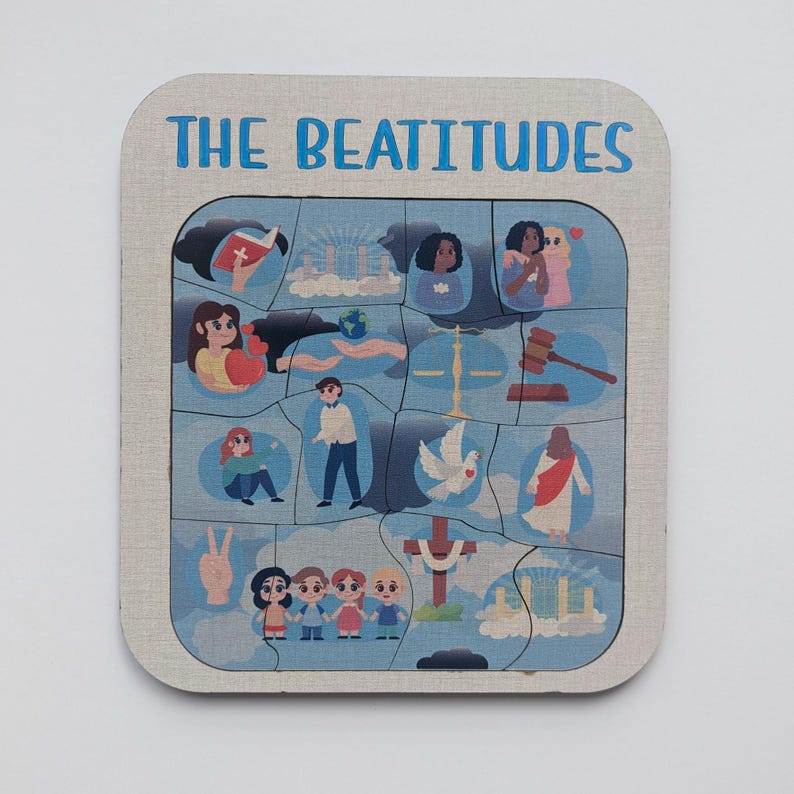 Beatitudes Puzzle | First Communion Gift | Wooden Puzzle | Catholic Toy ...