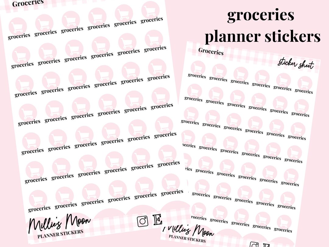 Groceries Planner Stickers Kiss Cut Millie's Moon 42 Stickers Sticker ...