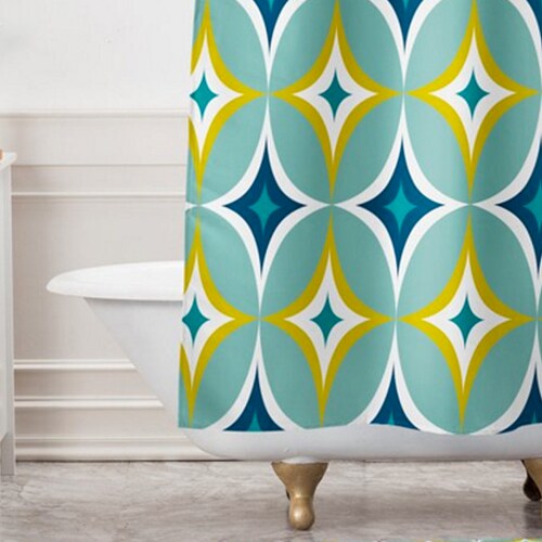 Mid Century Modern Shower Curtain Bathroom Decor Retro Etsy