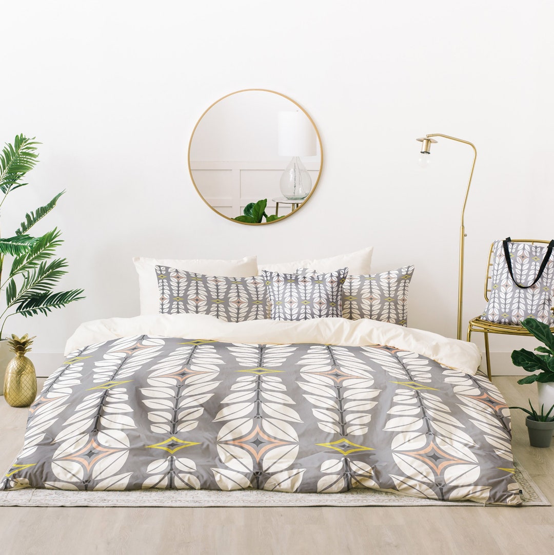 Mid Century Modern Comforter / Geometric Comforter / Home Decor / Gray ...