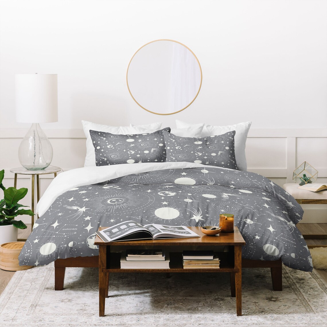 Gray Comforter / Outer Space Comforter / Celestial Decor / - Etsy
