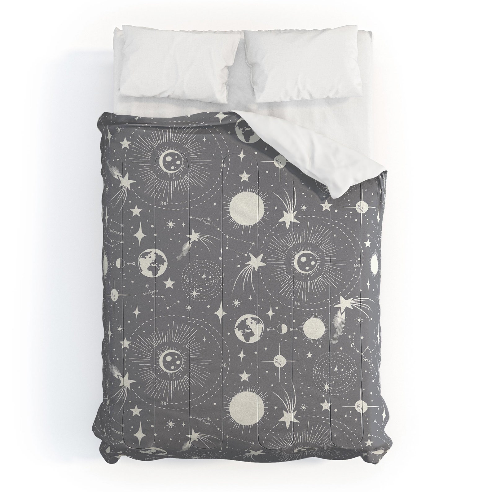 Gray Comforter / Outer Space Comforter / Celestial Decor / - Etsy