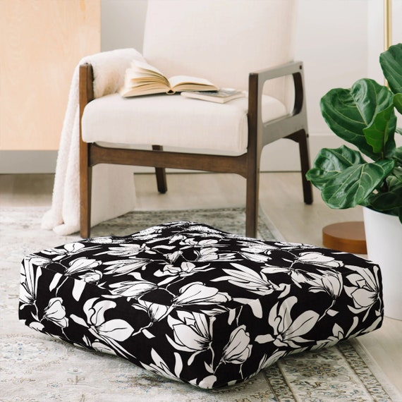 Black and white floor pouf store