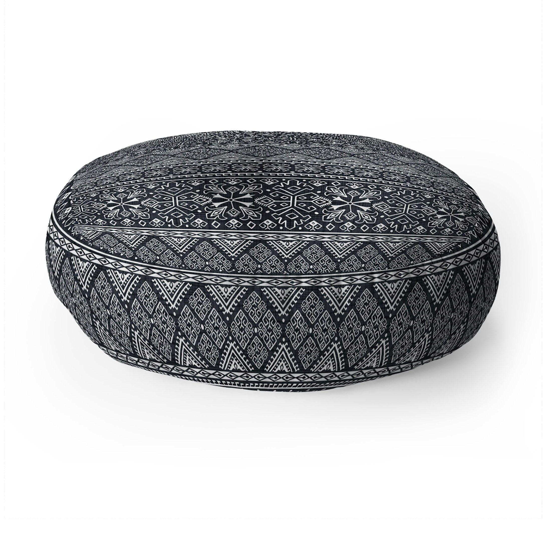 Boho Floor Pillow / Blue Floor Pillow / Round Floor Pillow / | Etsy