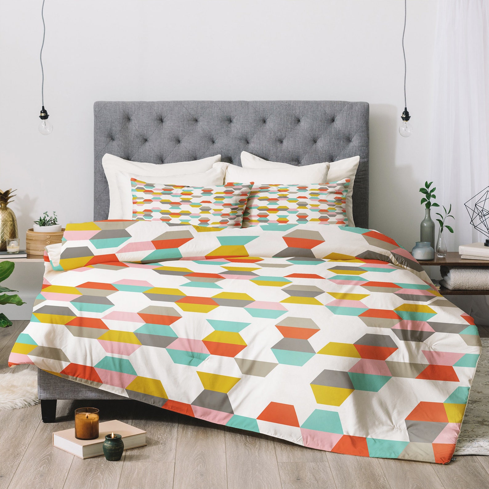 Geometric Duvet Cover: Modern Bedding, Lightweight Cotton or Microfiber ...