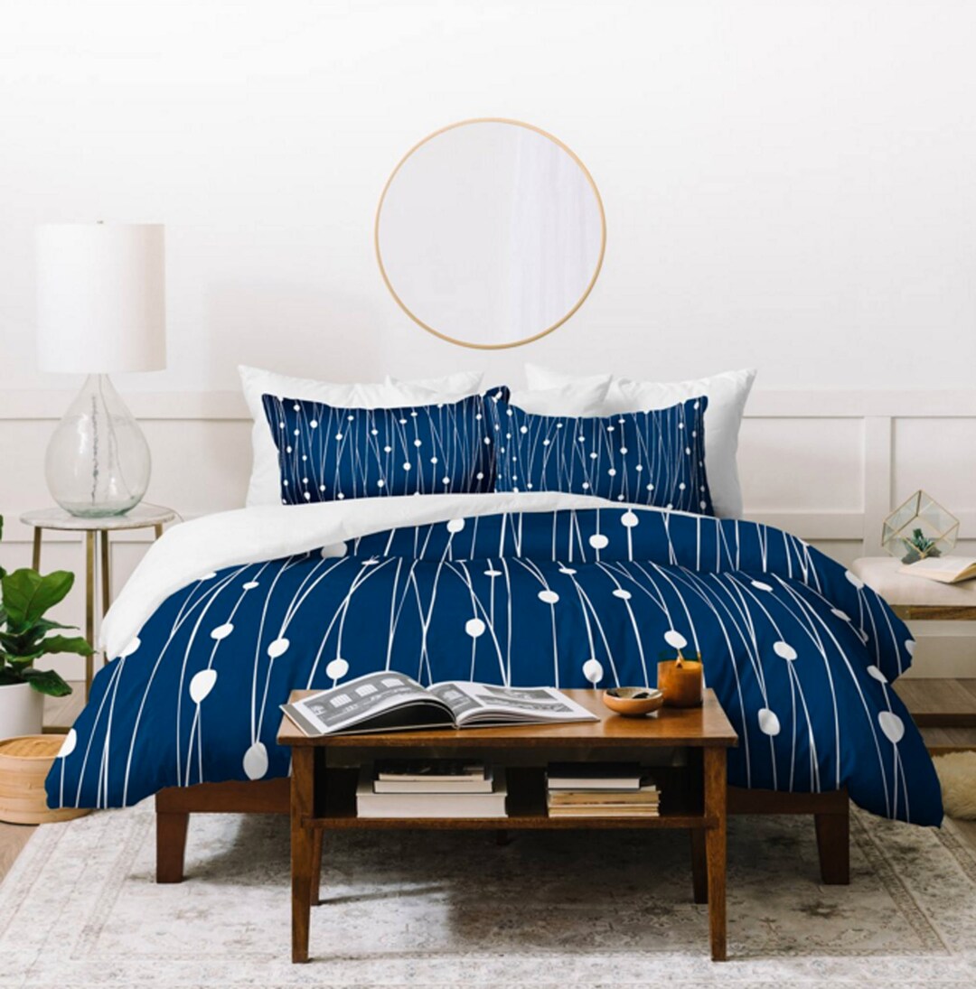 Blue Duvet Cover / Geometric Duvet / Blue Bedding / Queen Duvet Cover ...