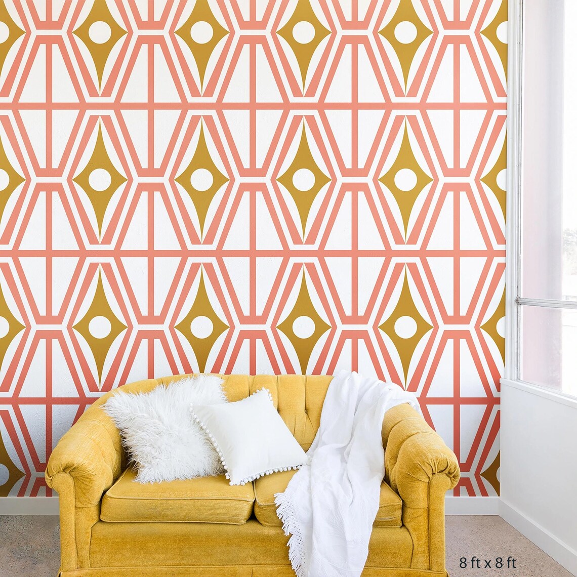Mid Century Wall Mural / Retro Wall Mural / Removable Wall | Etsy
