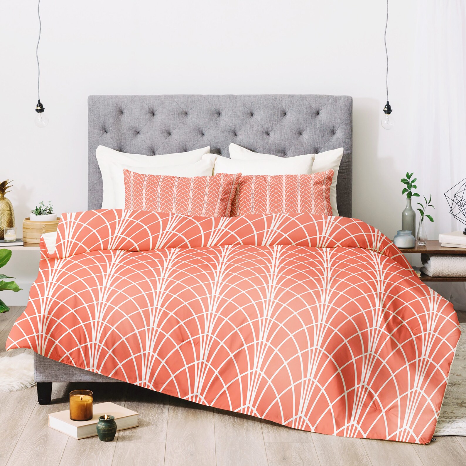 Geometric Duvet Cover / Coral Bedding / Home Decor / Modern Bedding ...
