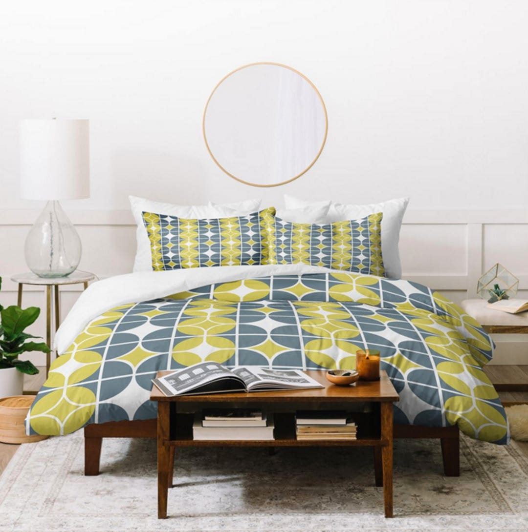 Midcentury Modern Duvet Cover Retro Home Decor Bedding Geometric Duvet Cover Mid Century Bedding Queen Duvet King Duvet Retro Etsy UK