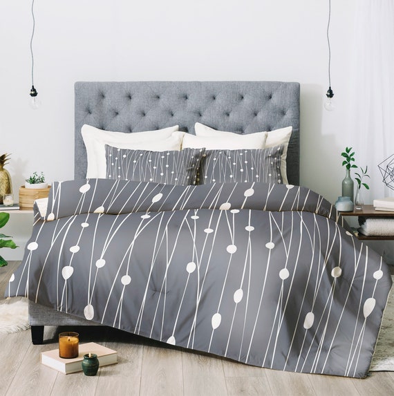Grey Comforter Queen Comforter King Comforter Modern Bedding Minimalist Decor Lightweight Comforter Geometric Print Comforter Etsy UK