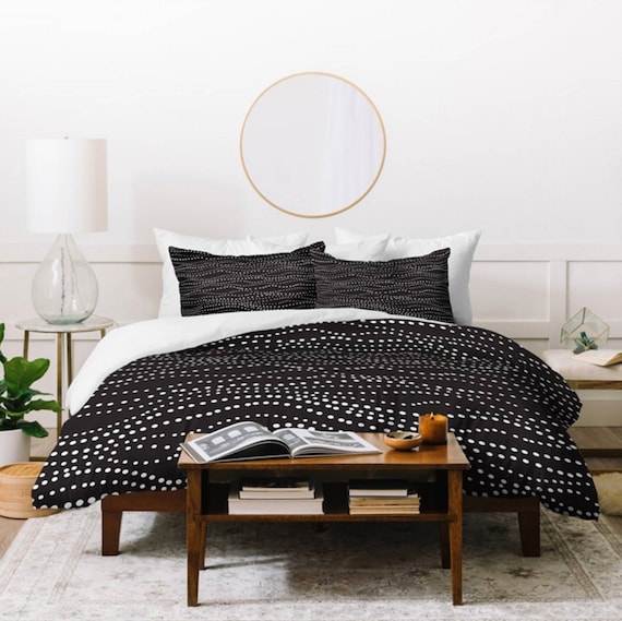 Black Duvet Cover Polka Dot Duvet Black White Duvet Queen Duvet Cover King Duvet Cover Modern Duvet Lightweight Duvet Black Etsy UK
