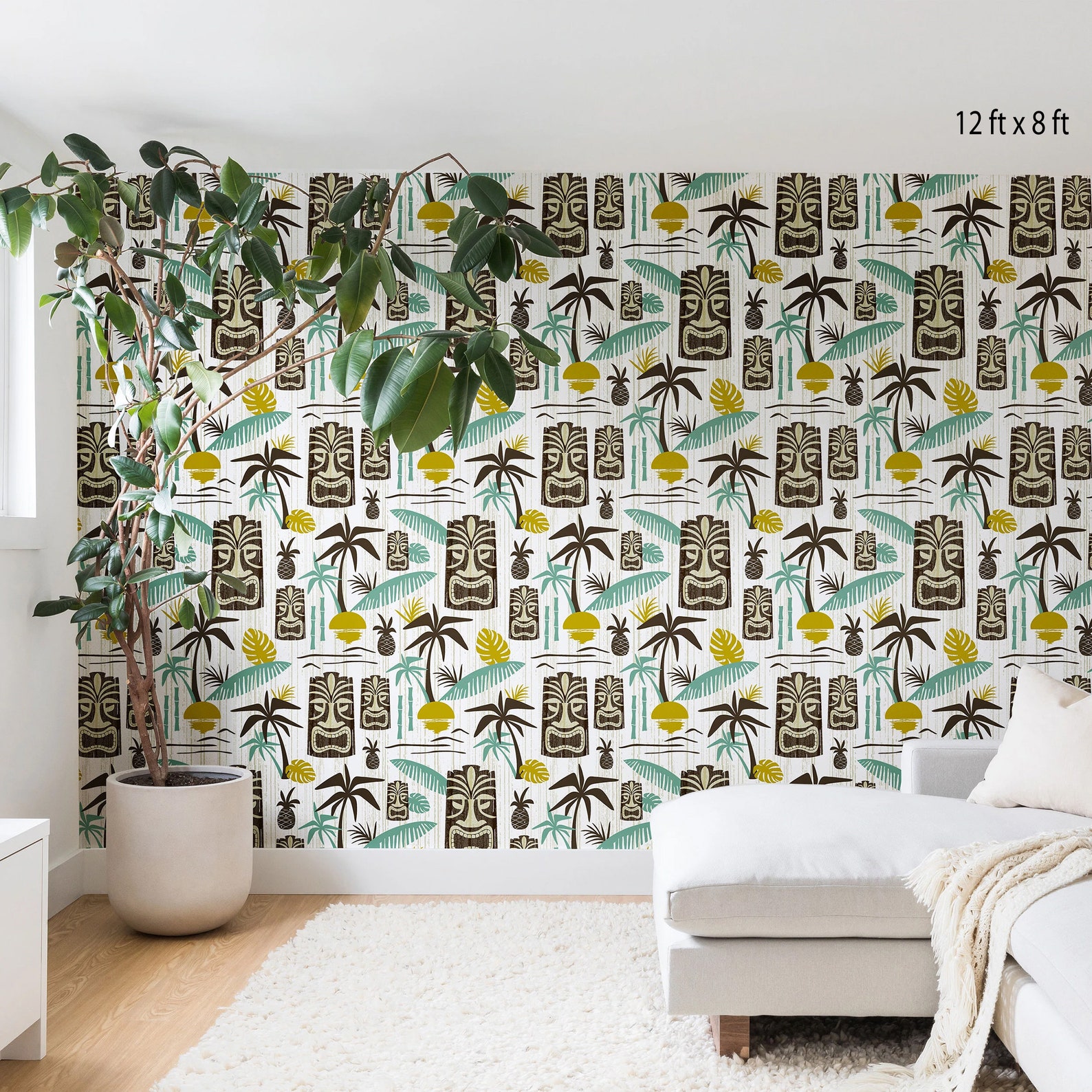 Tiki Wall Mural / Mid Century Wallpaper / Wall Mural Peel and - Etsy