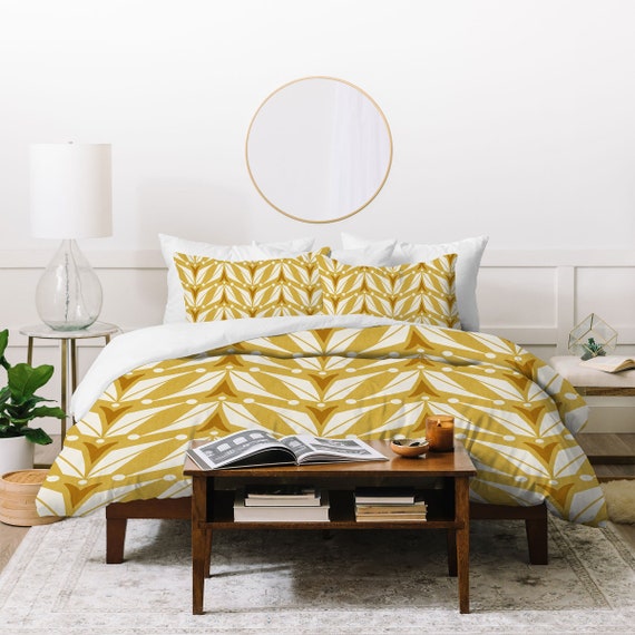 Mid Century Duvet Retro Bedding Yellow Duvet Cover Lightweight Duvet Cover Home Decor Bedding Mid Century Modern Decor Duvet Etsy