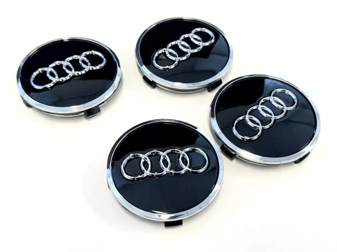 NEW 4pcs 61mm Audi Black Wheel Center Caps Hubcaps Rim Caps Emblems ...