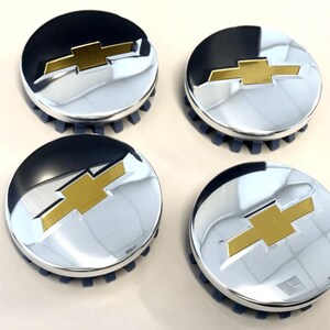 4 Chevy Center Hub CAPS POLISHED Tahoe Suburban Silverado 2014-2024 3. ...