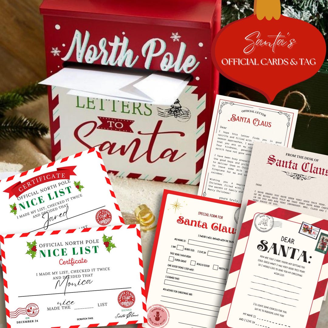 Letter From Santa with 12 Santa Gift Tags Printable Designs Make Gift ...