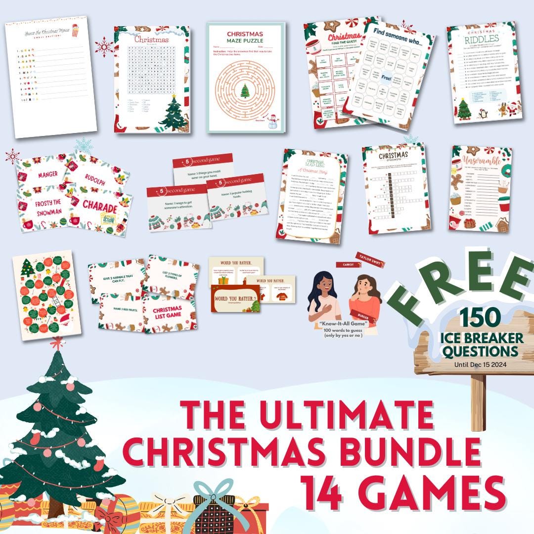 Christmas Mega Game Bundle Printable Christmas Games for Kids and ...