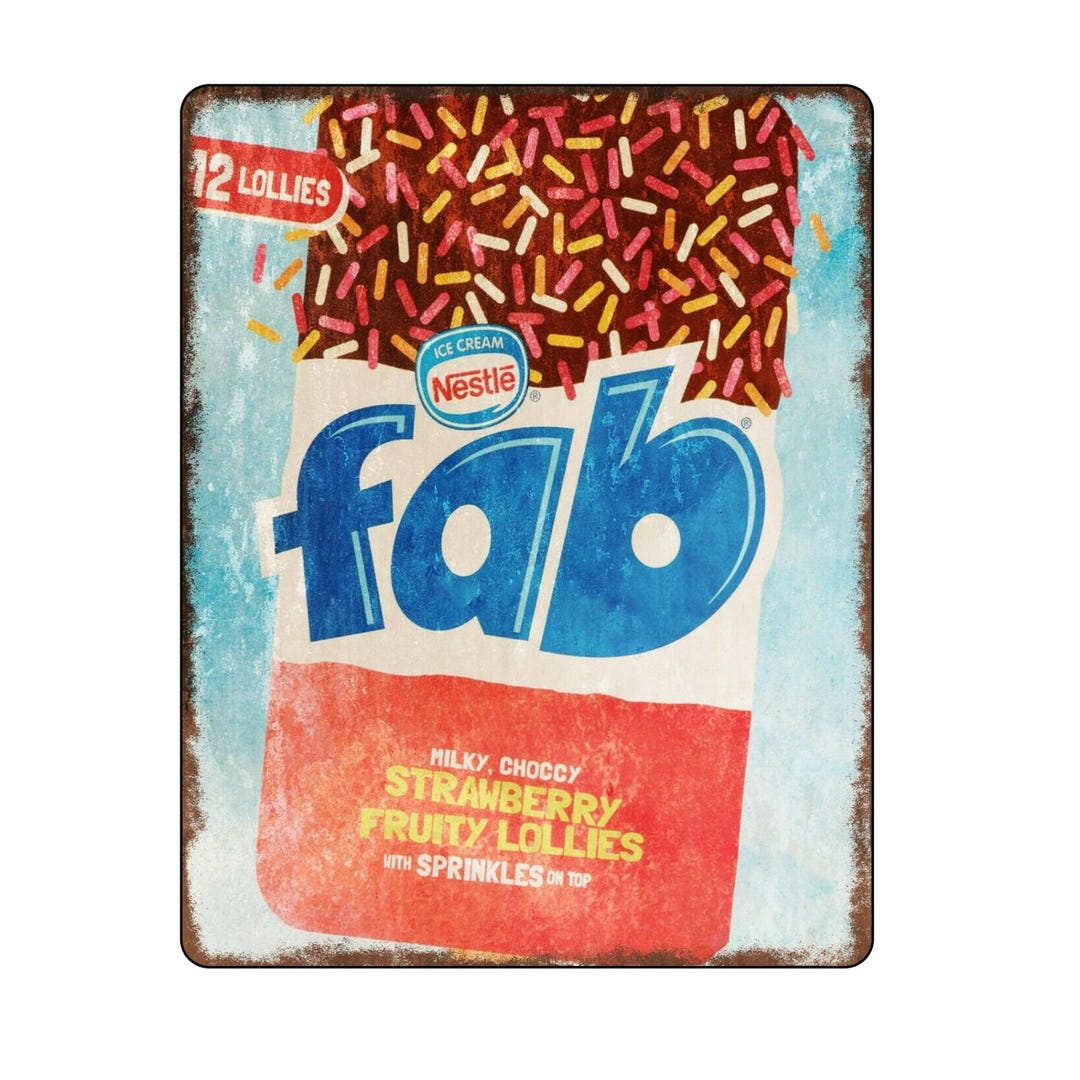 Retro Fab Ice Lolly Ice Cream Tin Street Sign Rustic Effect Metal ...
