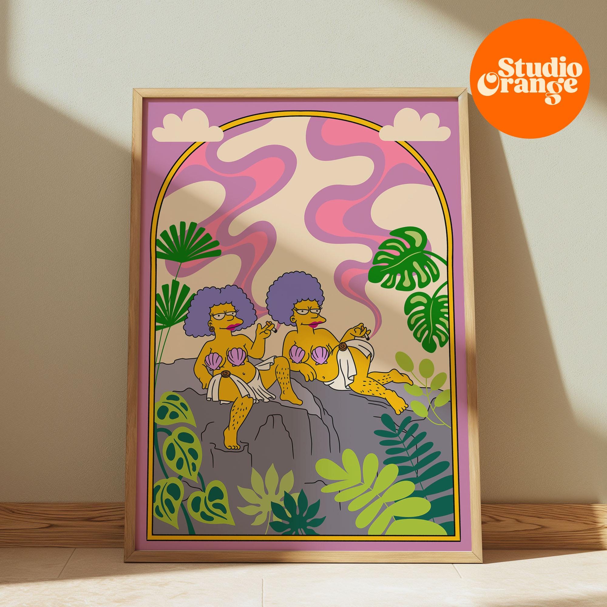 Patty and Selma Sirens - Psychedelic Poster | Retro | Colourful Poster ...