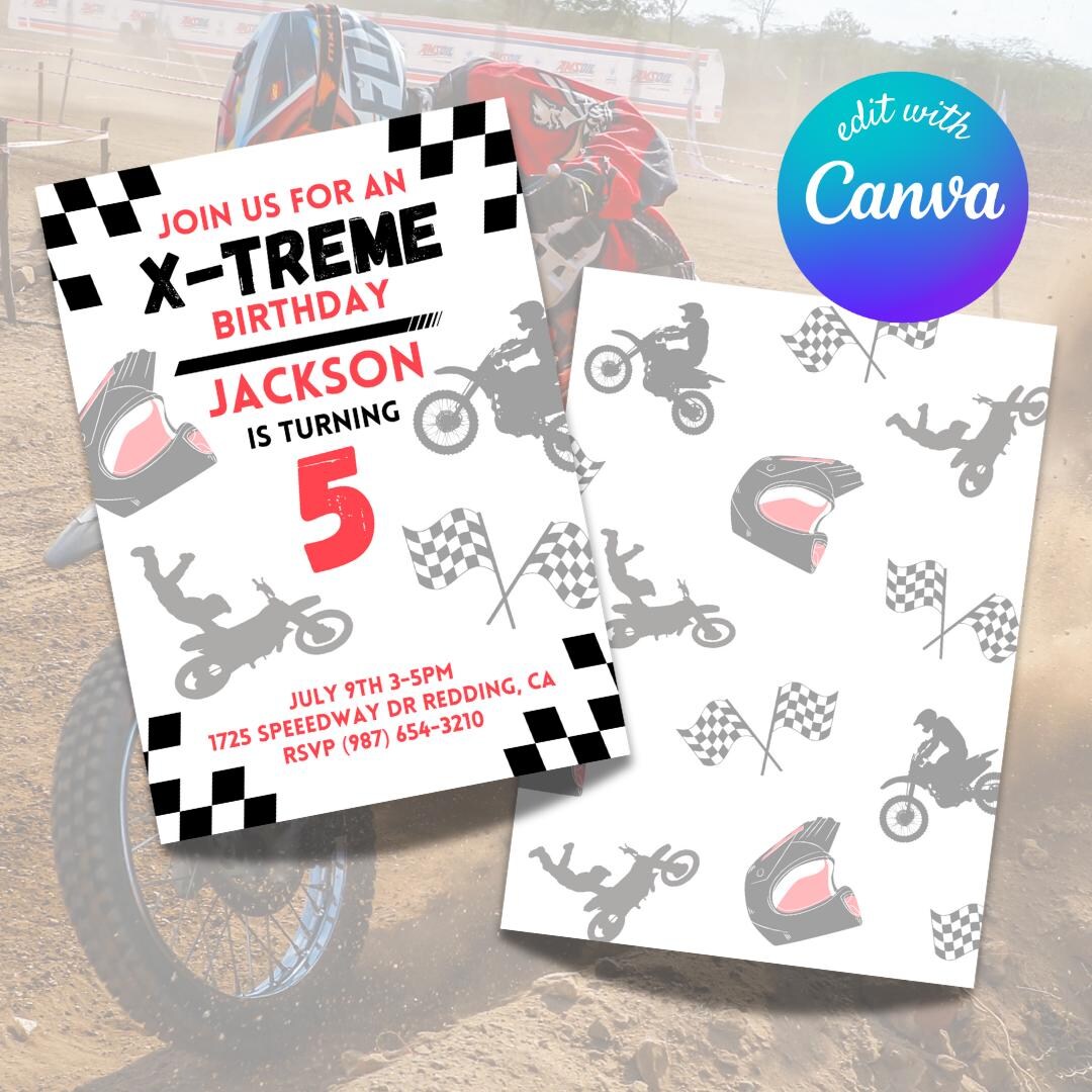 X-treme Motocross Birthday Invitation, Customizable Instant Download ...