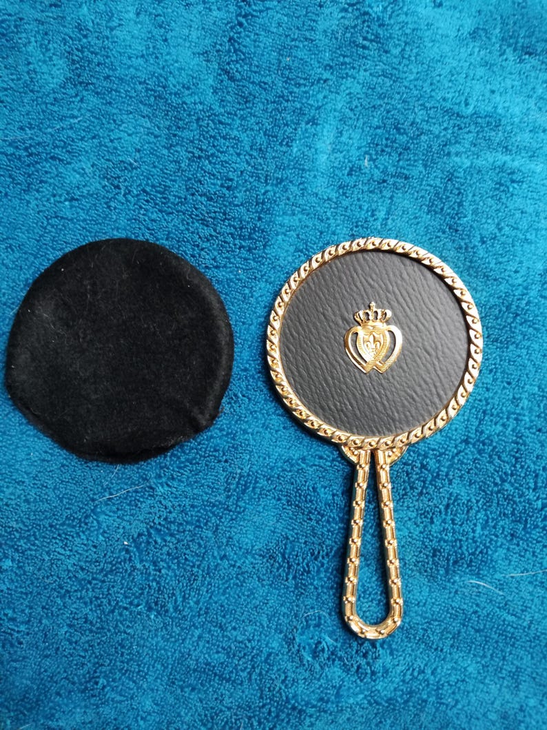 Luxury Handheld Mirror With Gold Frame and Royal Emblem - Etsy