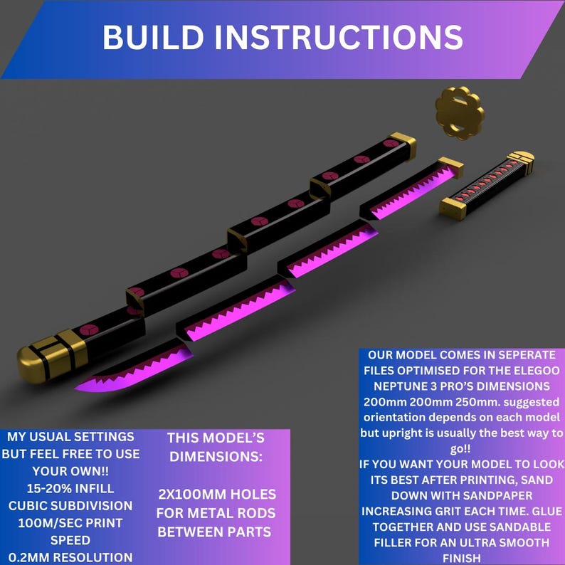 Zoro's Shusui Sword 3D Model One Piece Anime 3d Cosplay, STL File, FDM ...